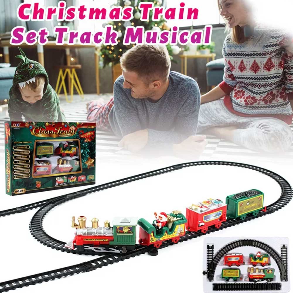Christmas Train Set Electric Rail Car Toy with Sounds and Lights ...
