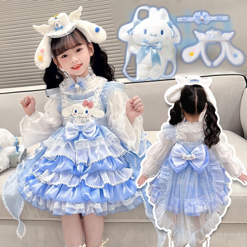 Anime Sanrioed Girl Kids Cartoon Lolita Dress Set Cinnamoroll Cosplay ...