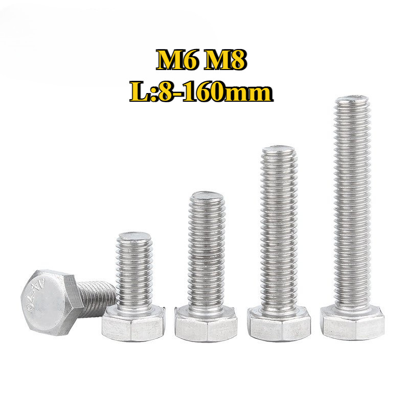 sus316 Hex Bolt and Nut M6M8 DIN933 Full Thread Skru Screw Bolt【YHL ...