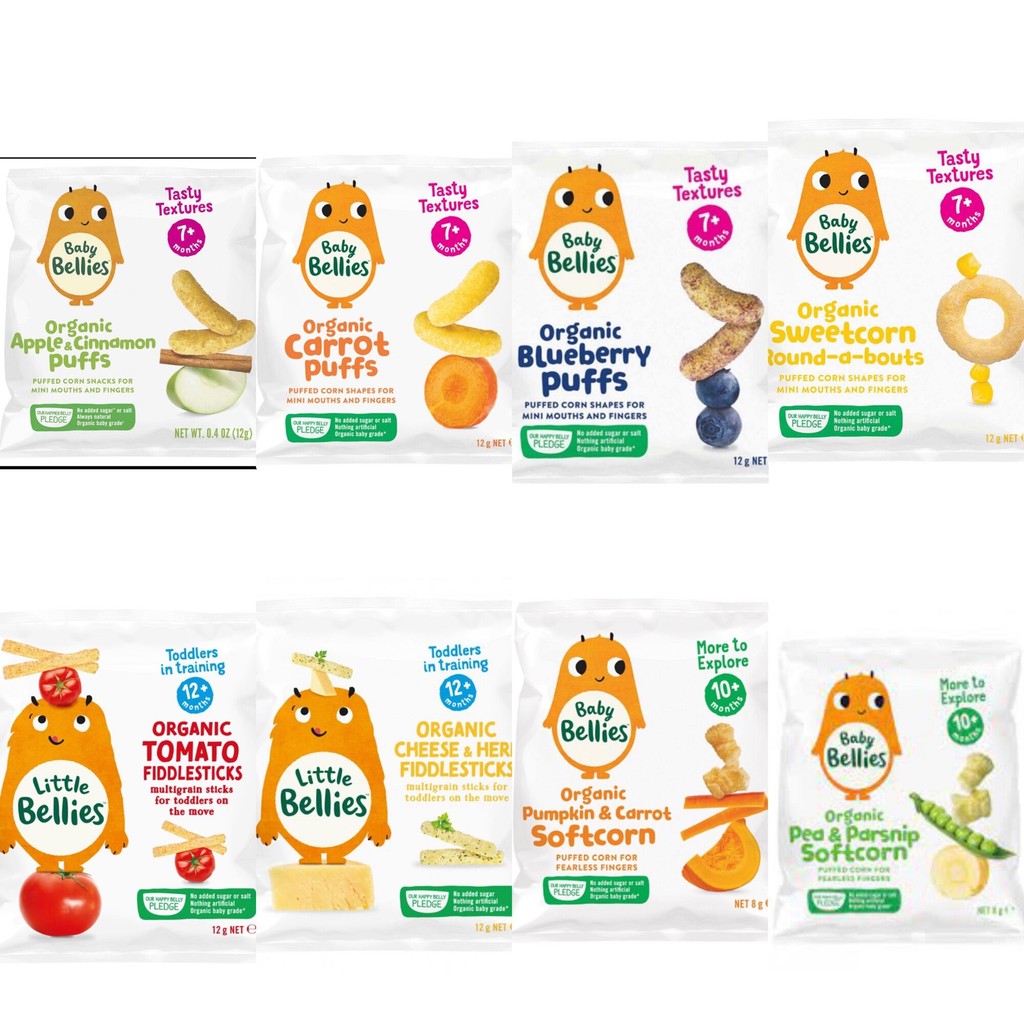 LITTLE BELLIES Organic Baby Puffs /softcorn /fiddlesticks /biscuits ...
