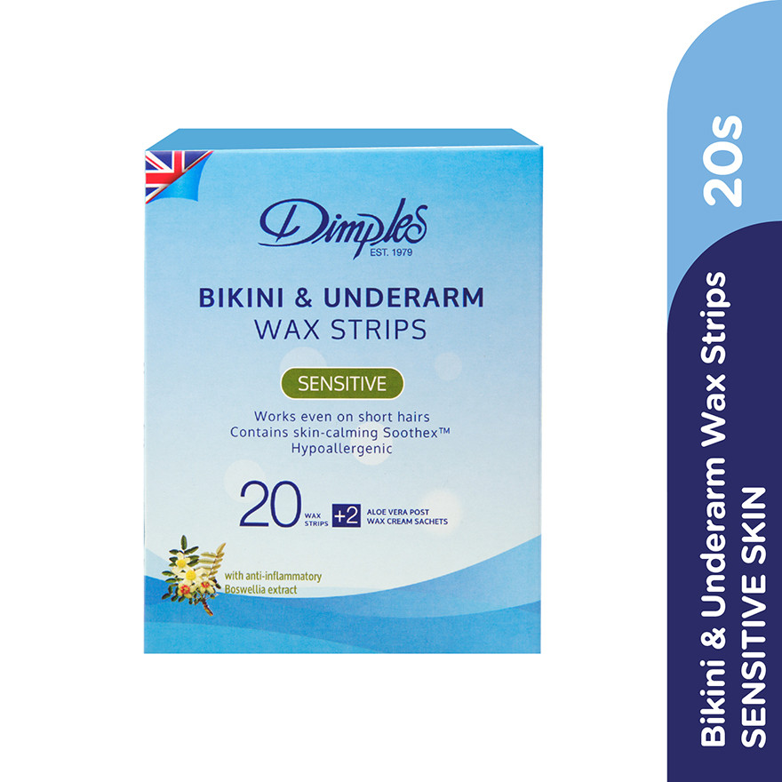DIMPLES Bikini & Underarm Wax Strips Sensitive 20s | Shopee Malaysia