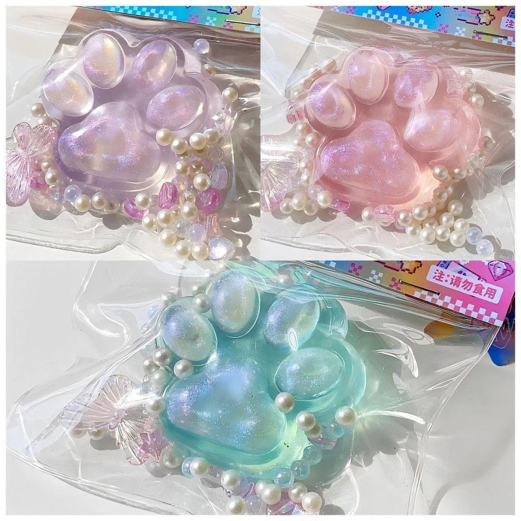 Cartoon Pearl Cat Claw Squeeze Pinching Transparent Toy Cute Cat Paw ...