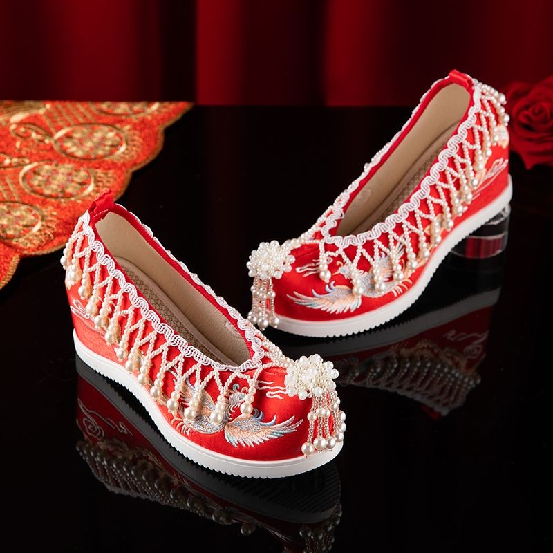 Chinese Style Wedding Premium Toast Shoes Inner Heightening He Wedding ...