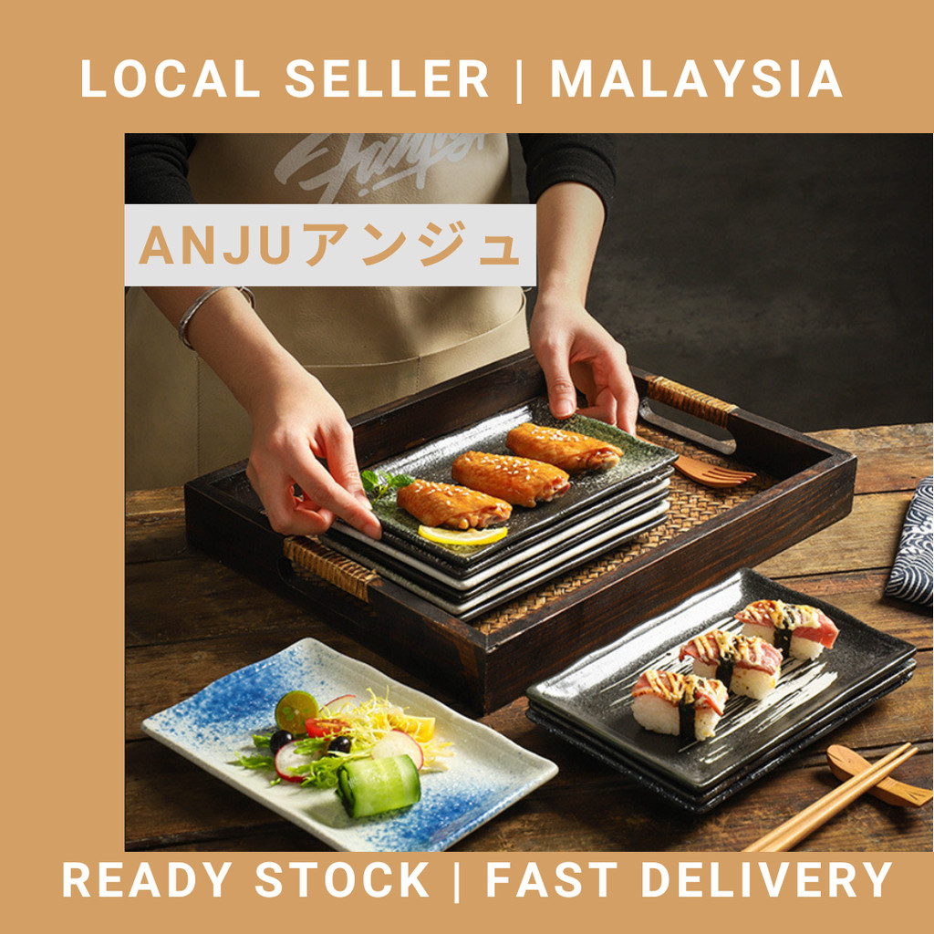 Japanese Rectangle Plate Ceramic Swallow Dish Food Sauce Pinggan Kuih ...