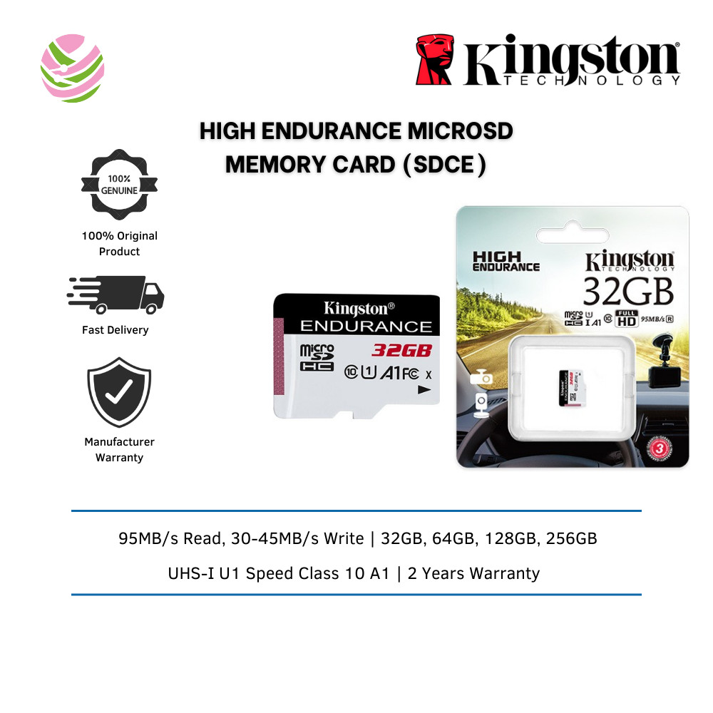 Kingston microSD Memory Card High Endurance SDCE (95MB/s read, 30-45MB ...