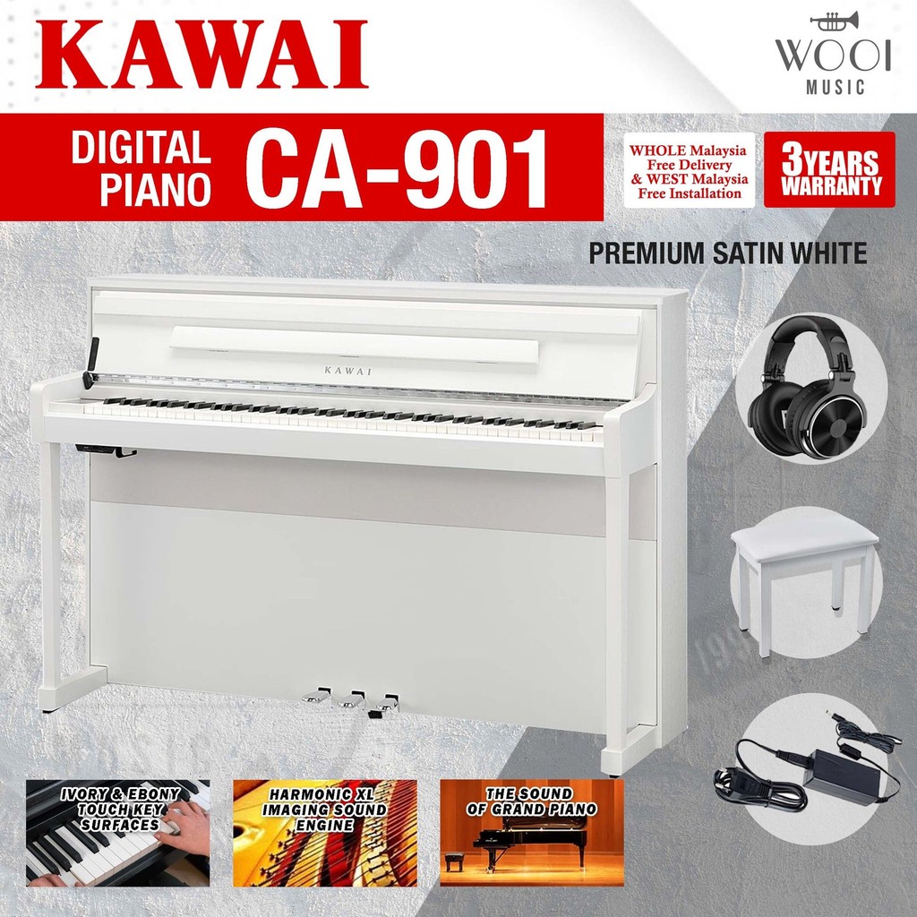 Kawai CA901 Concert Artist Series Digital Piano 88 Keys - White Satin ...