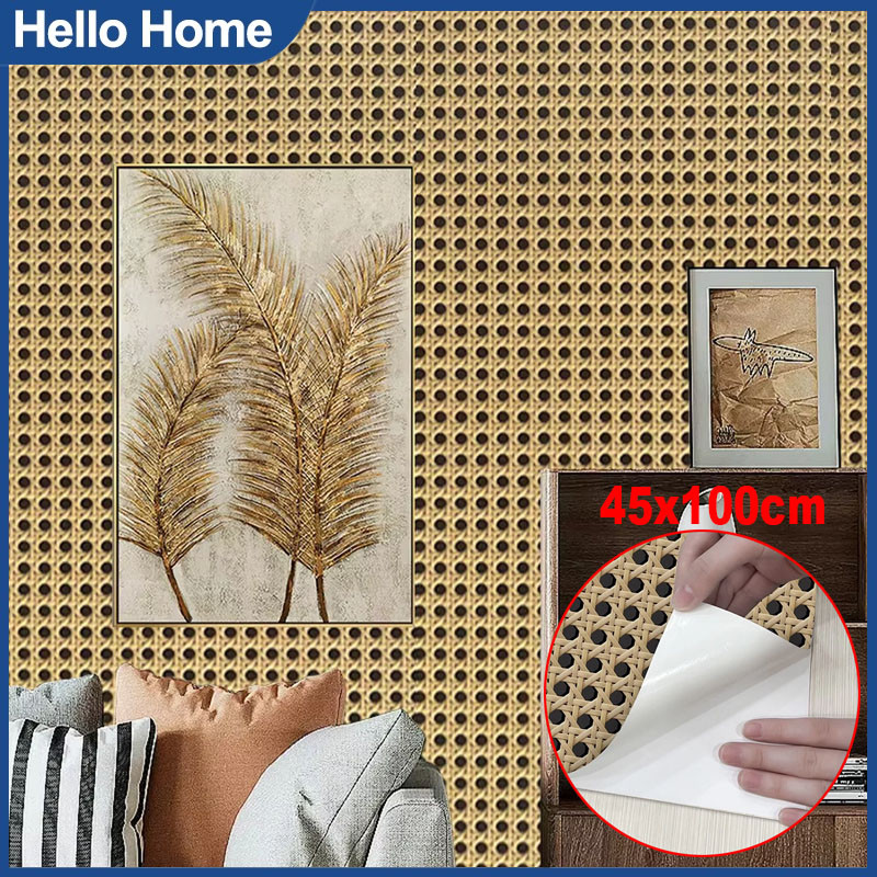 1/2/3/5M PVC Rattan Wallpaper DIY Self Adhesive Waterproof Sticker ...