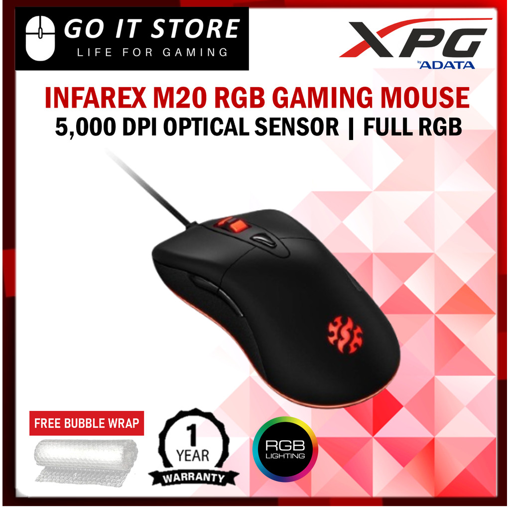 ADATA XPG INFAREX M20 RGB Gaming Mouse Omron Switch 5000 DPI Ergonomic ...