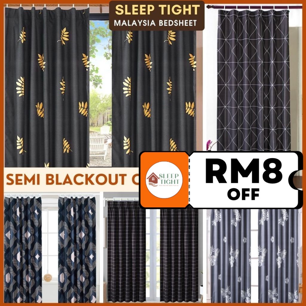 Langsir Murah Semi Blackout Langsir 120x210cm Pintu Cangkuk Rod/Hook ...