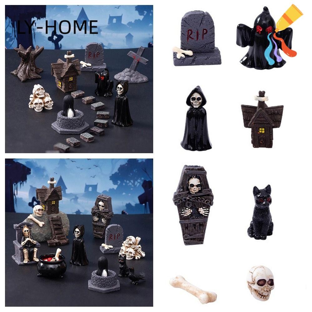 LY-HOME Cartoon Scary Ghost Statue, Halloween Bone Skull Halloween ...