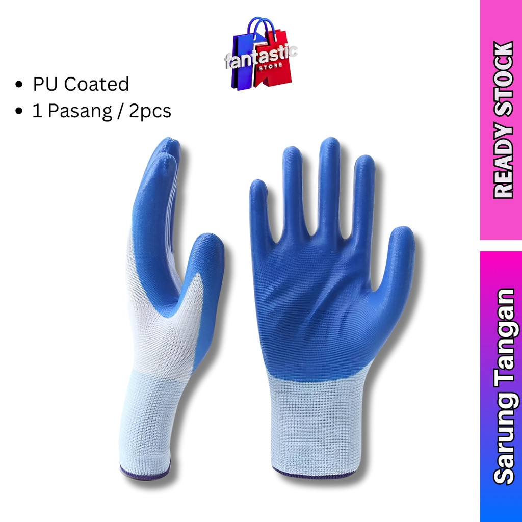 PU Rubberized Gloves Sarung Tangan Getah Dan Kain Nitrile Foam Coated ...
