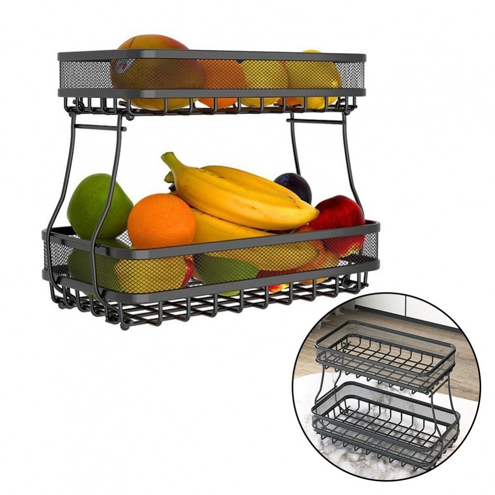 2 Tier Fruit Basket Detachable Design Food Safe Coating Screws Free ...