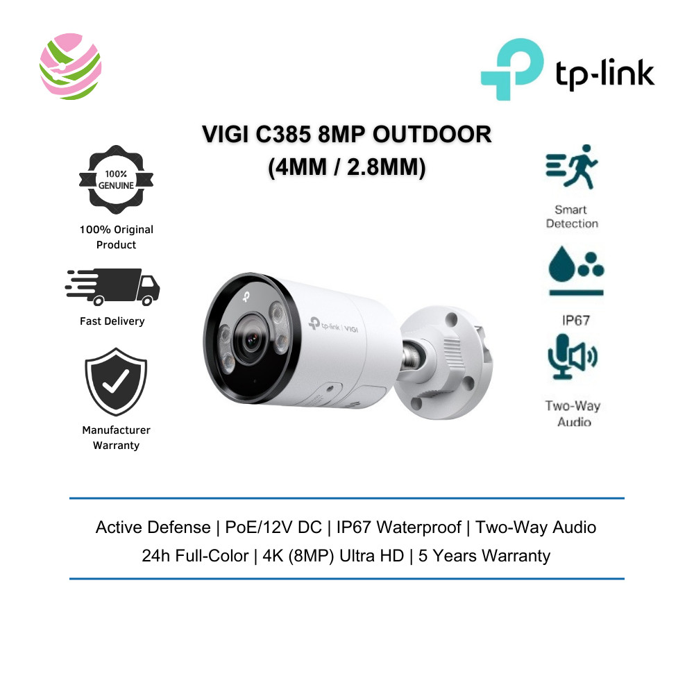 TP-Link CCTV Vigi C385 8MP Outdoor Full-Color Bullet Network Camera ...