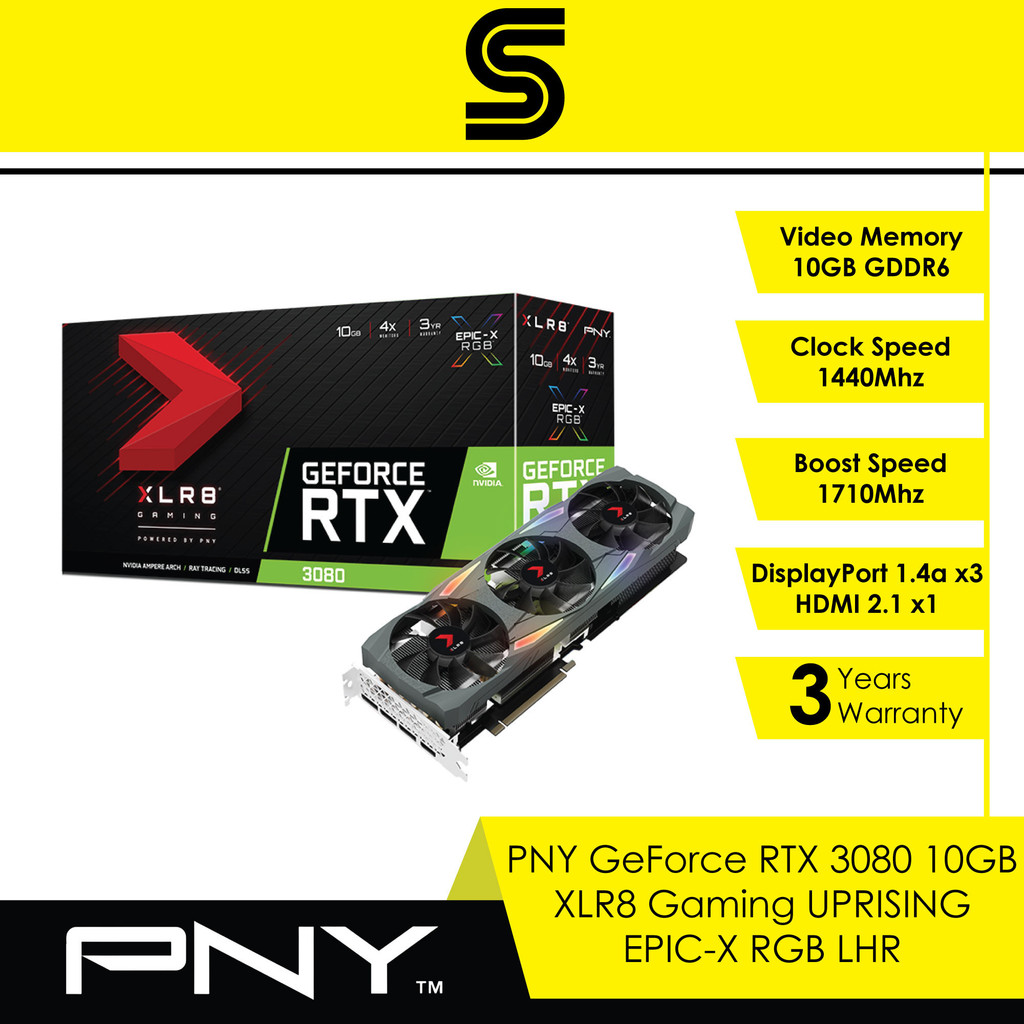 PNY GeForce RTX 3080 10GB XLR8 Gaming UPRISING EPIC-X RGB Triple Fan ...