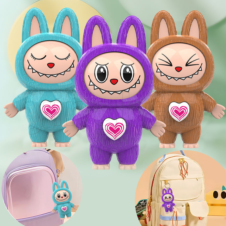 Labubu Press Change Face Doll Keychain Creative Labubu Expression Face ...