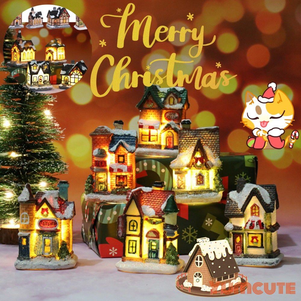 Christmas Village Led Light House Village Buildings Miniature Furniture ...