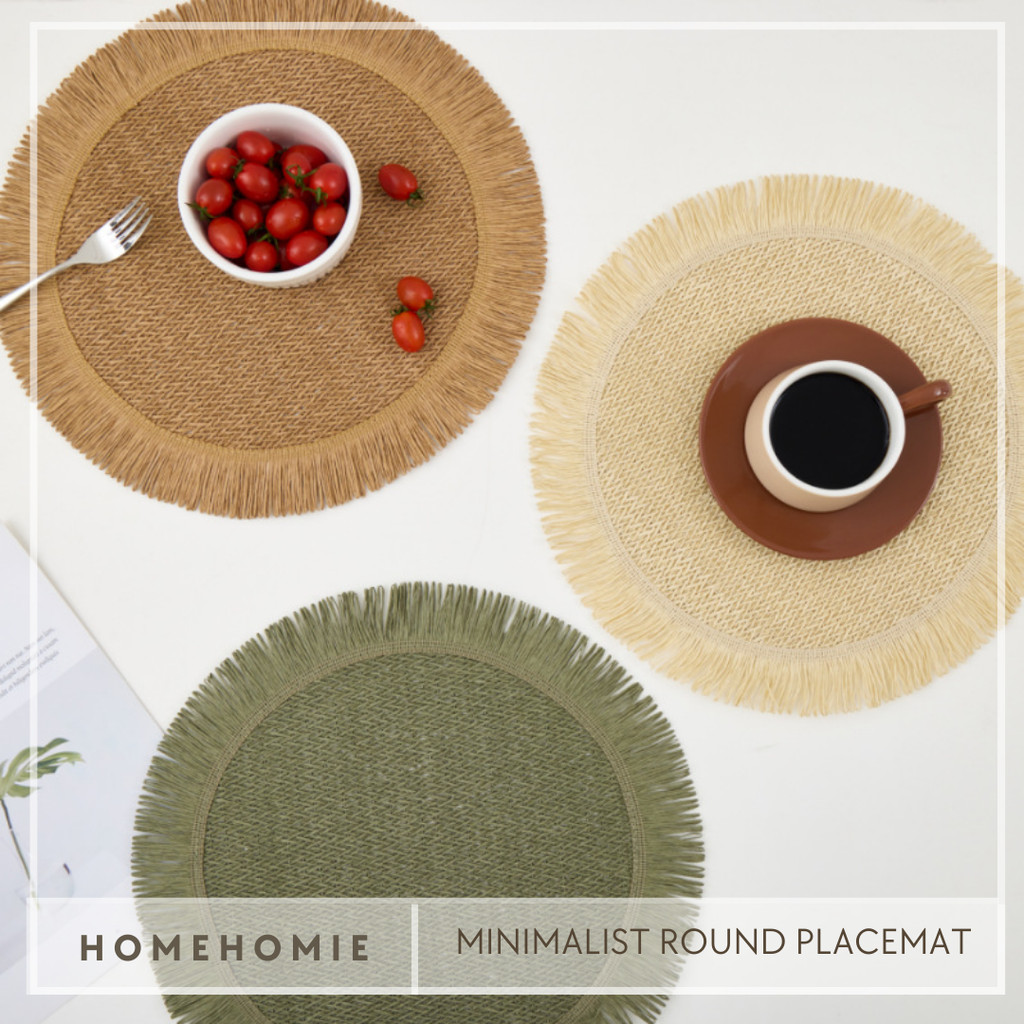 Homehomie Minimalist Full Colored Round Place Mat Round Table Mat Round ...