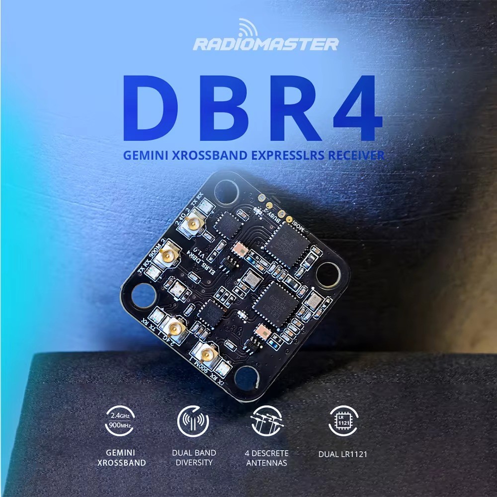 Radiomaster DBR4 2.4GHz Dual Band Gemini Xrossband ExpressLRS Receiver ...