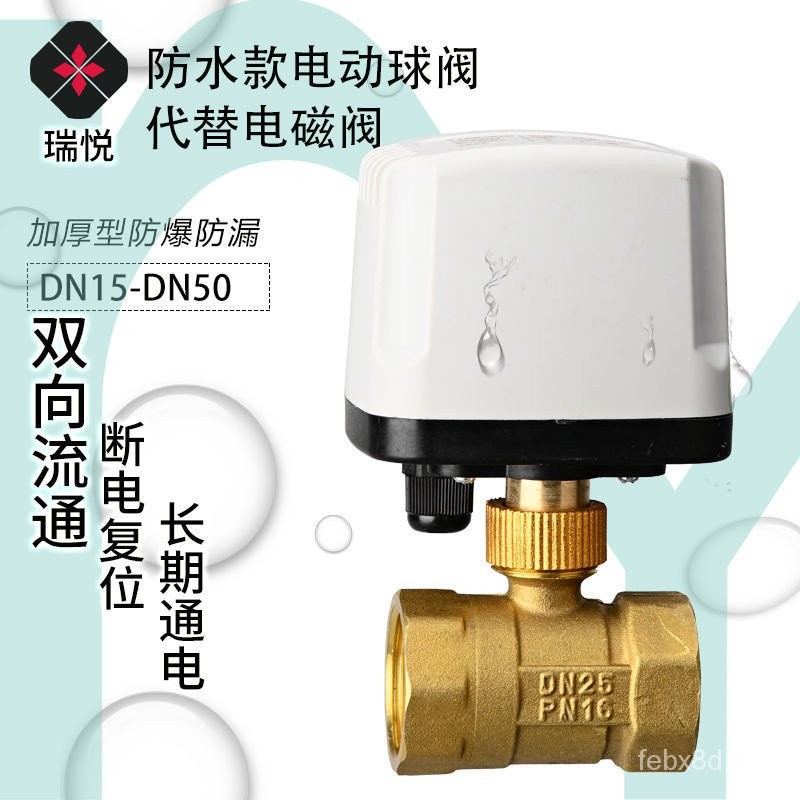 Injap bola dua-wayar elektrik dua-wayar AC220V kalis air pemasangan ...