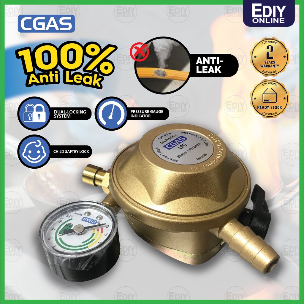 【100% ANTI LEAK + DOUBLE LOCK + CHILD SAFETY】3x SAFETY GAS REGULATOR ...