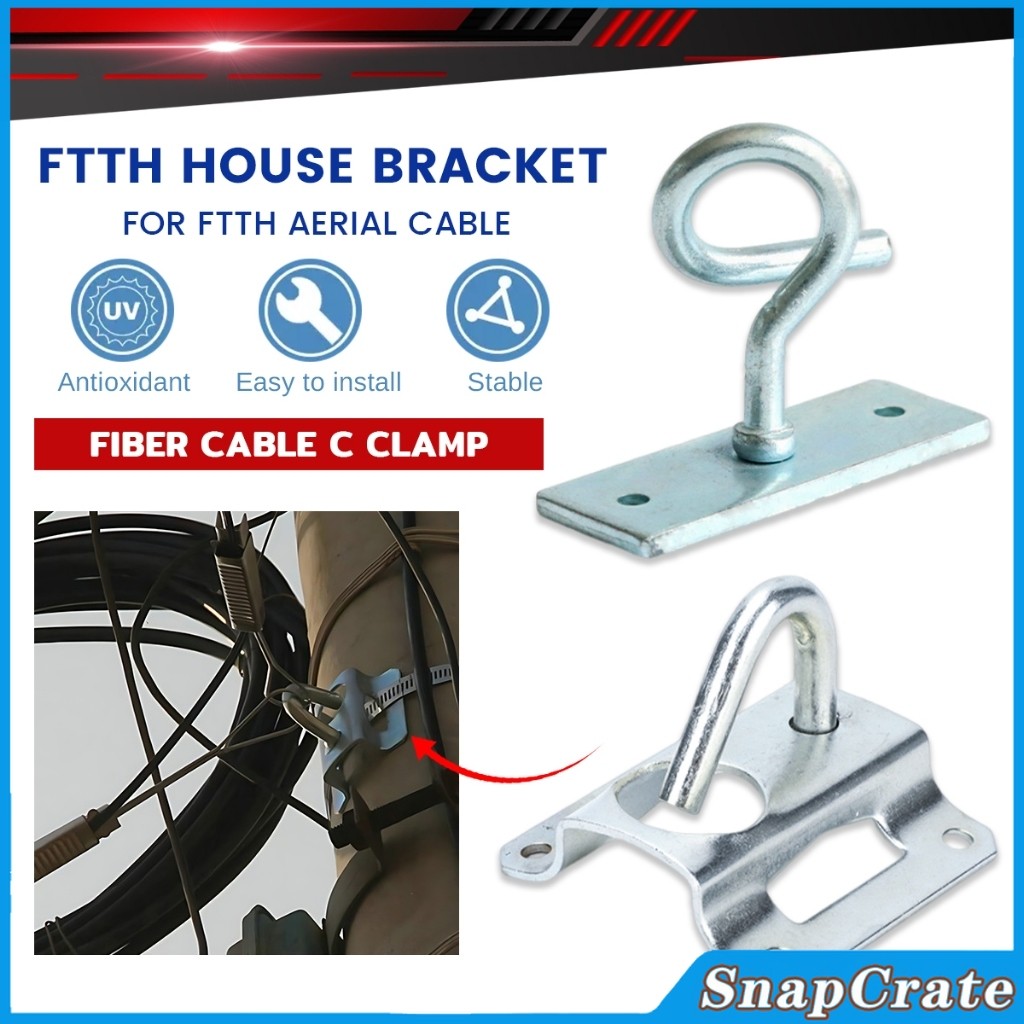 Snap FTTH/FTTX Fiber Optic Cable Hanger Hook Pole Fiber Cable C Clamp ...