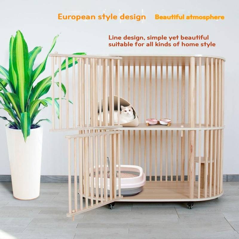 Wooden Cat Cage Cat House Cat Display Cabinet Household Display Cabinet ...