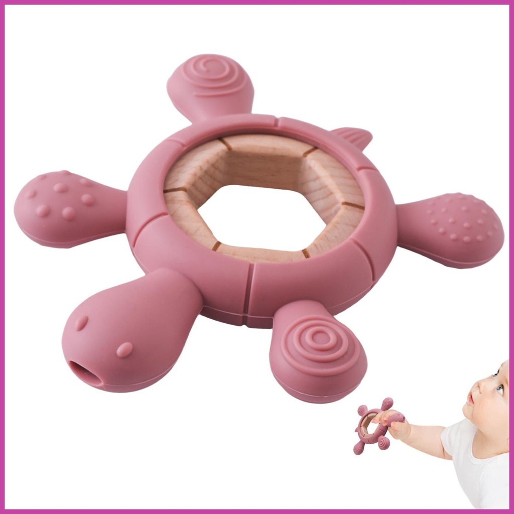 Teether Ring Turtle Animal Soothing Relief Ring Developmental Oral ...
