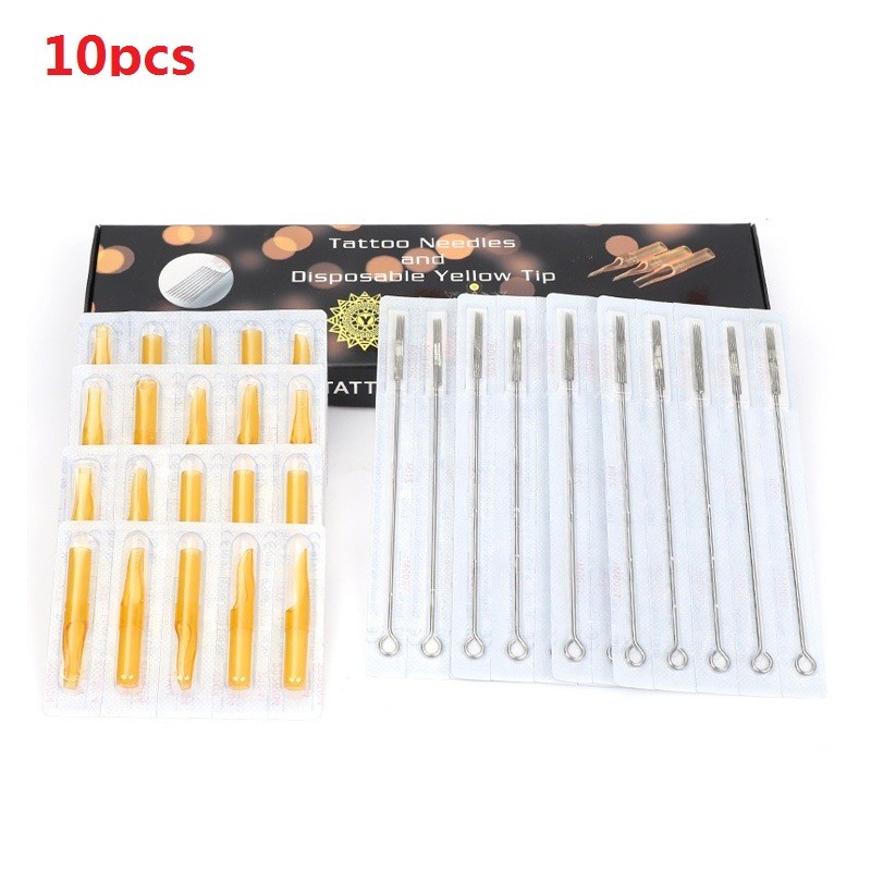((NO Box) Tattoo Equipment 10pcs Tattoo Mixing Needle+10pcs Yellow ...