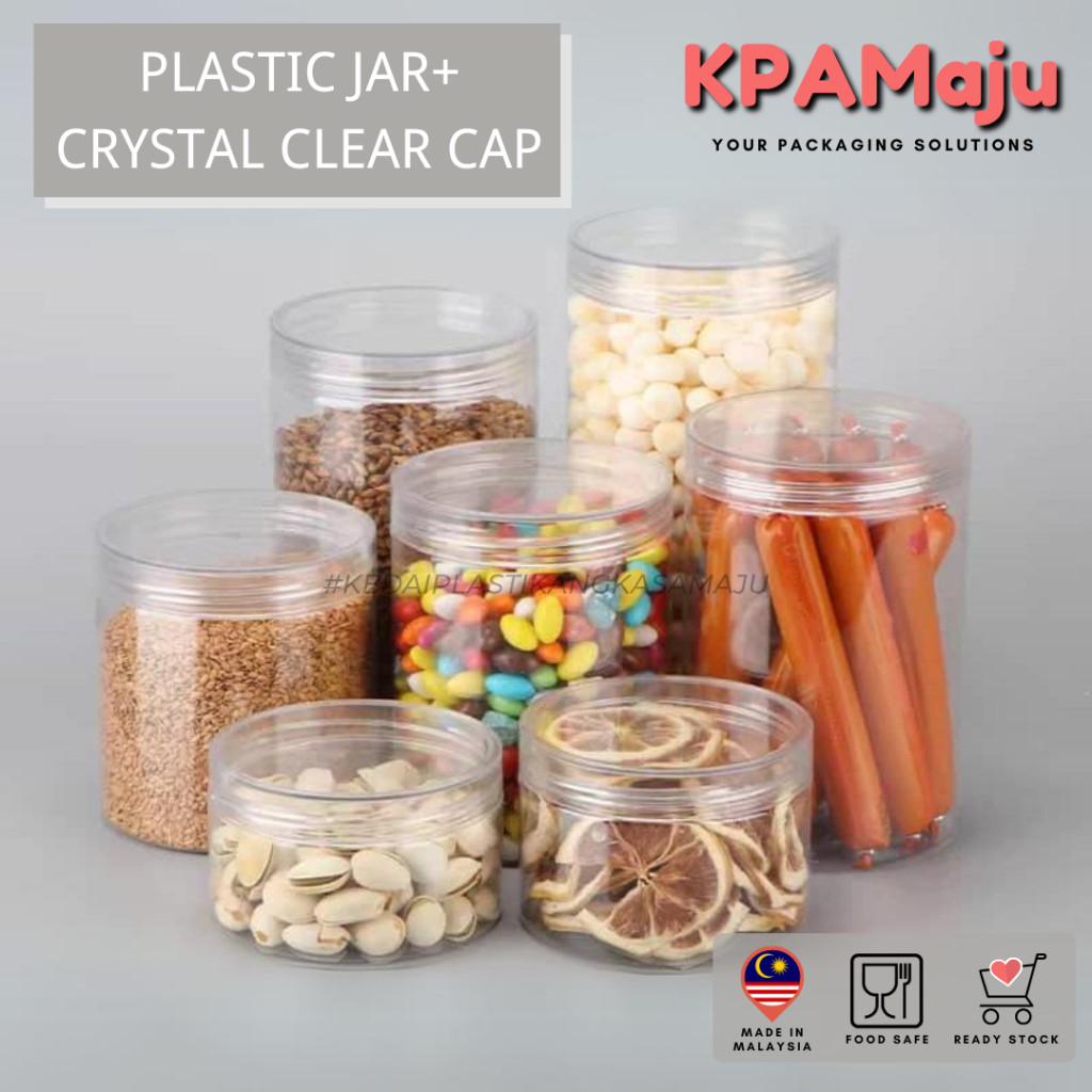Balang Plastik - Crystal Clear Cap (400ml, 500ml, 600ml, 750ml, 900ml ...