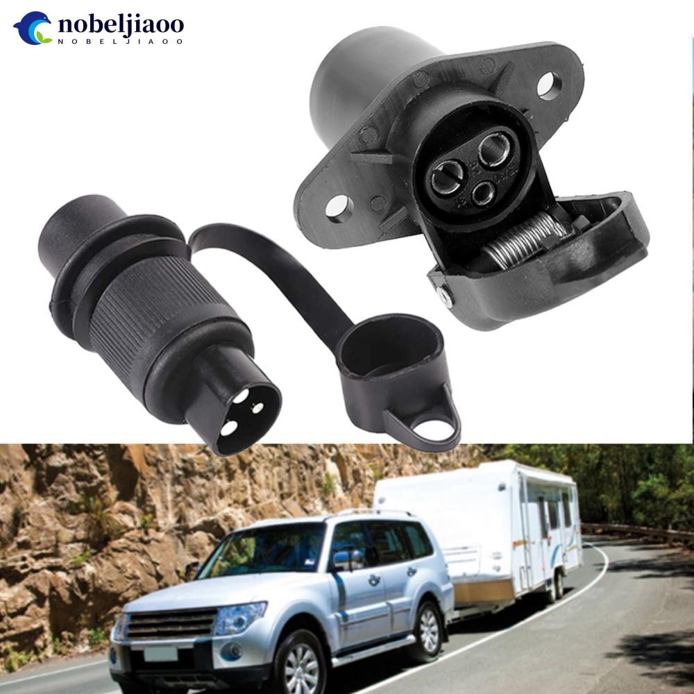 NOBELJIAOO 12V 3 Pin 3 Pole Plug-in Trailer Socket Connectors Round ...