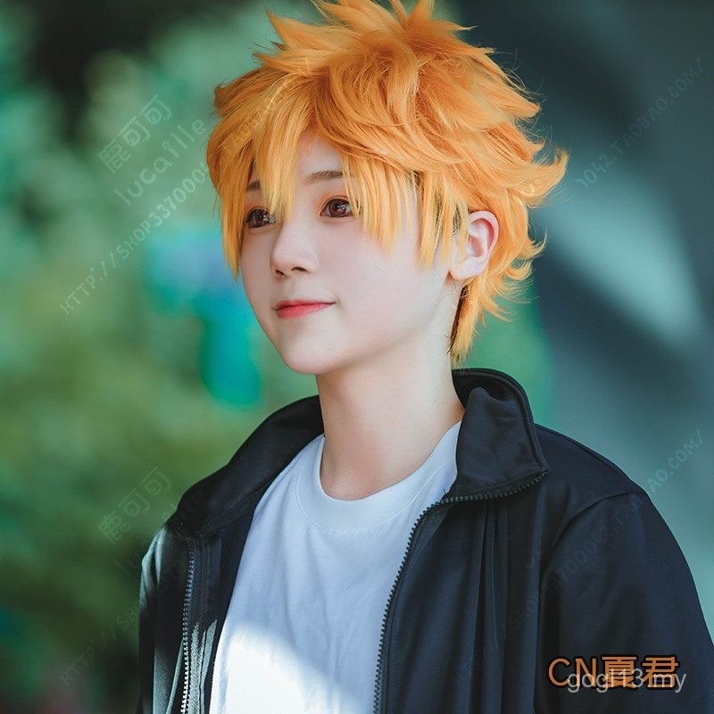 Haikyuu!! Shoyo Hinata Sunshine Oren Gebu Kerinting Rambut Pendek ...