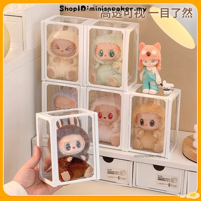 Labubu display box Glass Storage Box labubu Vinyl Doll Storage Box ...