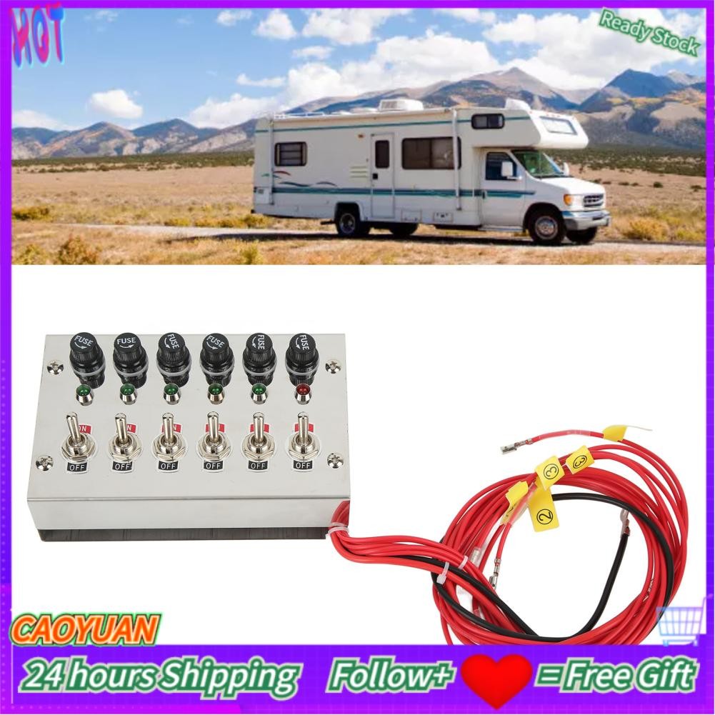 Caoyuanstore 6 Gang Switch Panel Pre Wired ON Off Stainless Steel with ...