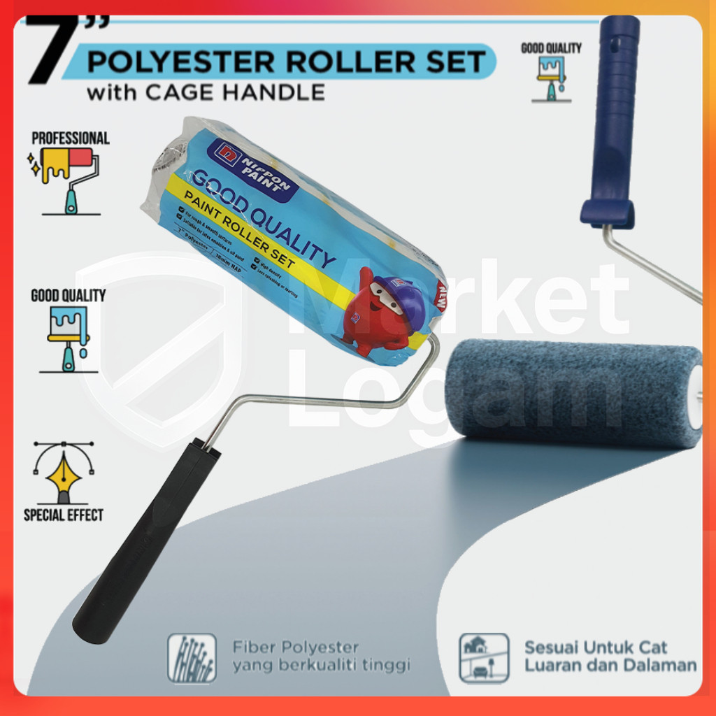 Nippon 7'' Paint Roller With Handle Set l Penggelek Cat Dengan Set ...