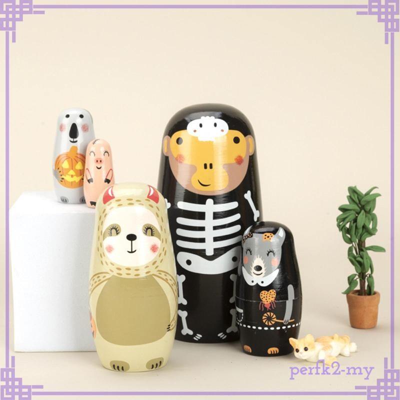 [PerfkfcMY] 5 Pieces Russian Nesting Doll Cartoon Nesting Wishing Dolls ...