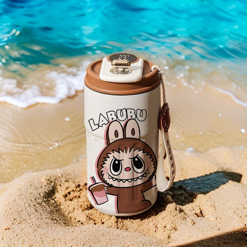 拉布布保温杯 Labubu water cup Stainless steel coffee thermos cup Smart temperature printed thermos ...