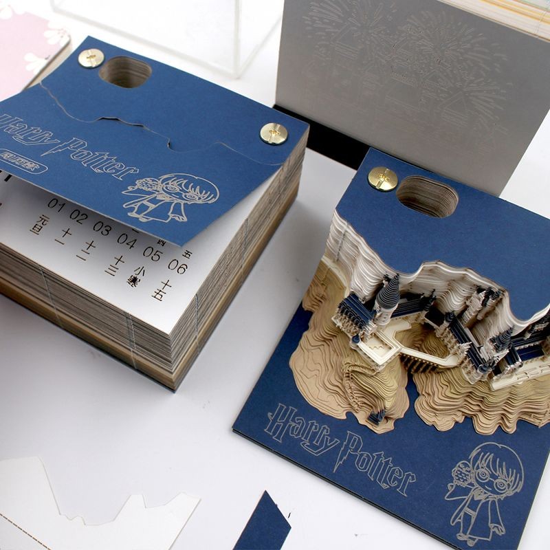 3d Notepad Ornaments Decompression Art Paper Carving Hogwarts Castle ...