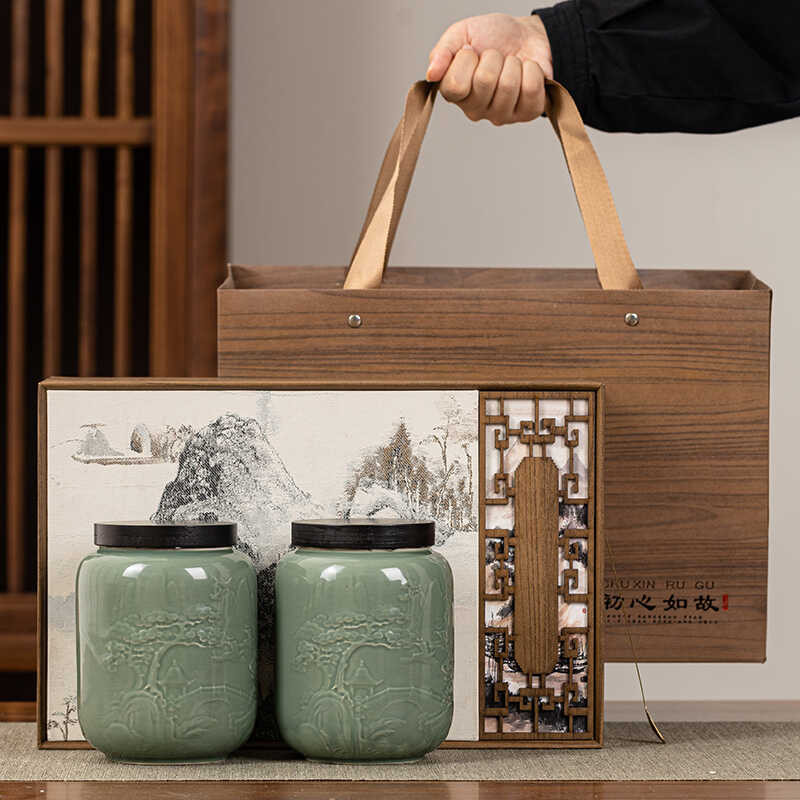Retro Chinese Tea Gift Box Empty Box Packaging Box High-End Ceramic ...