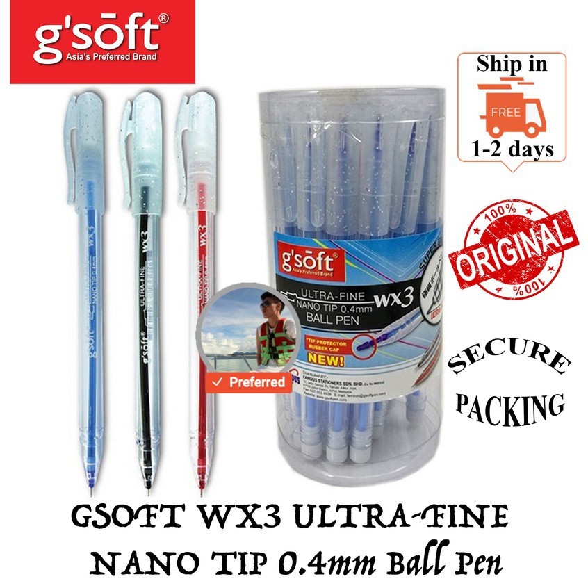 GSOFT WX3 ULTRA-FINE NANO TIP 0.4mm Ball Pen (3pcs/ 10pcs) | Shopee Malaysia