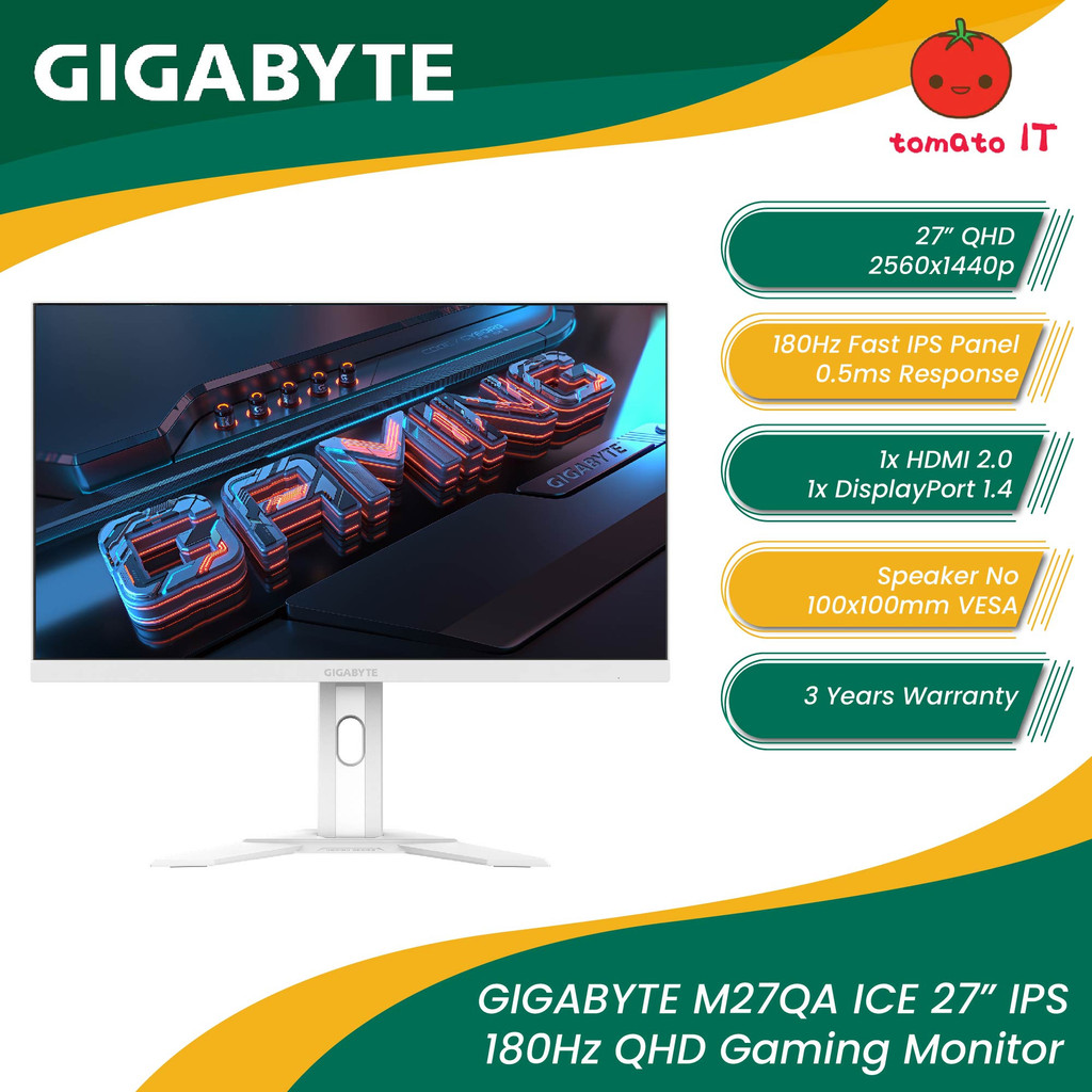 GIGABYTE M27QA Ice 27" QHD 180Hz IPS Gaming Monitor | Shopee Malaysia