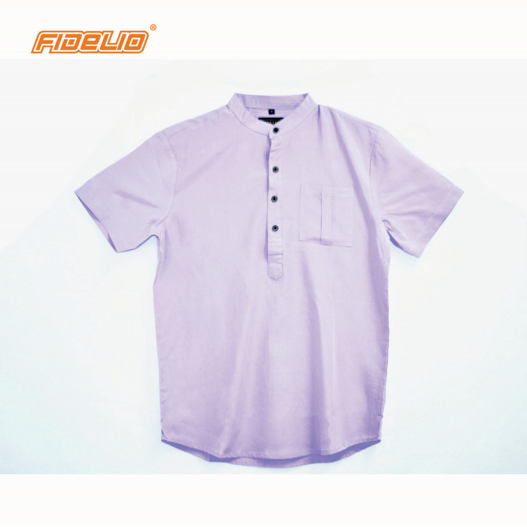 Fidelio Mandarin Collar Linen Shirts -Purple | Shopee Malaysia