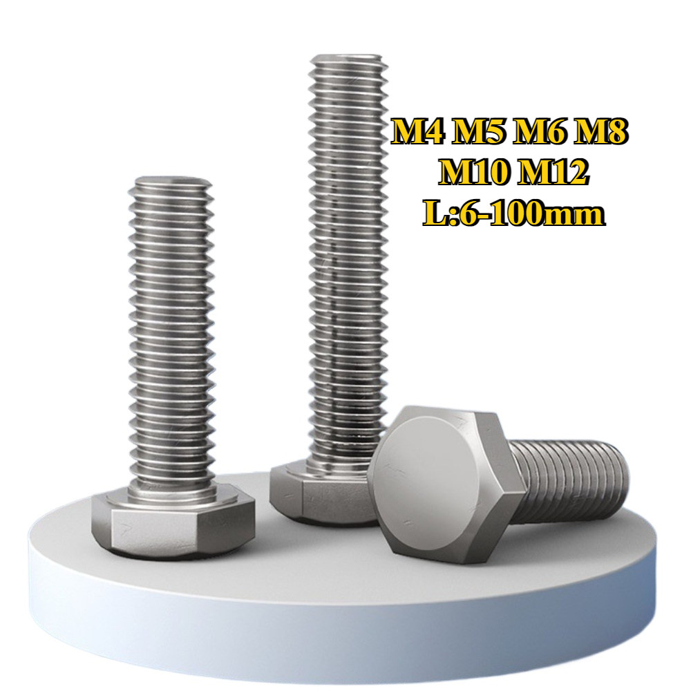 M4/M5/M6/M8/M10/M12 Reverse Thread / Left Thread Hex Bolt 304 Stainless Steel DIN933 Screw Skru ...