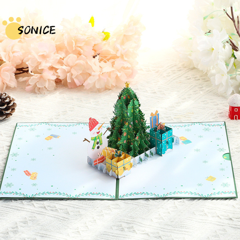 Christmas Pop Up Cards with Envelope Christmas Tree Snowman Design ...