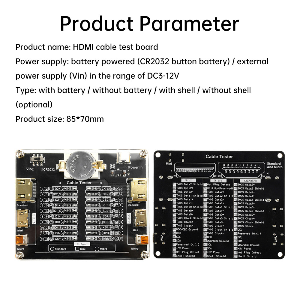 DIYMORE cable test board with LED indicator for standard Mini Micro A ...