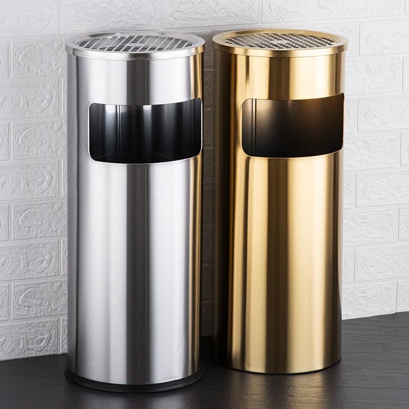 Stainless steel round trash can lobby commercial hotel ashtray shopping ...