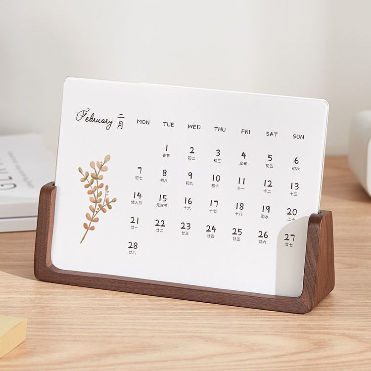 Kalendar meja kayu pepejal kreatif 2024 tahun kalendar korporat ...