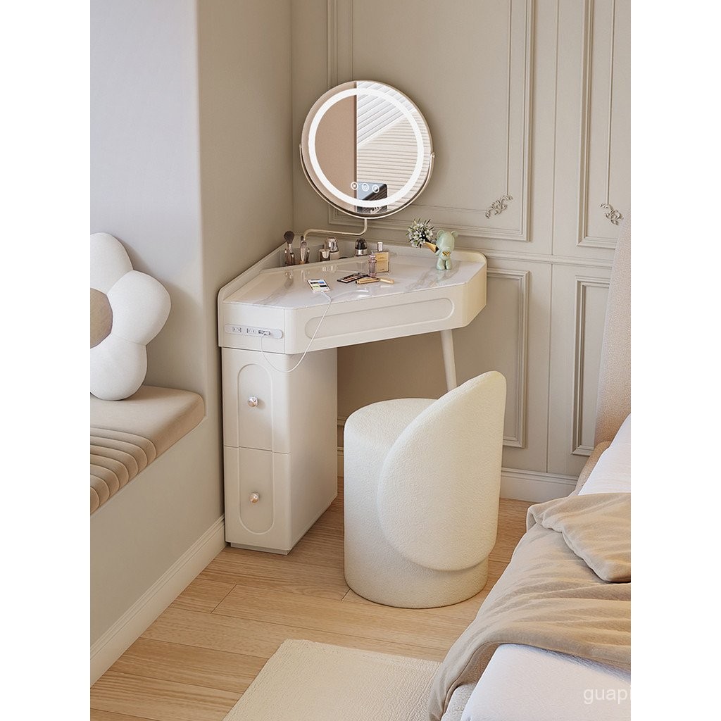 Yangying Corner Dressing Table Triangle French Cream Small Dressing Table Bedroom Modern ...