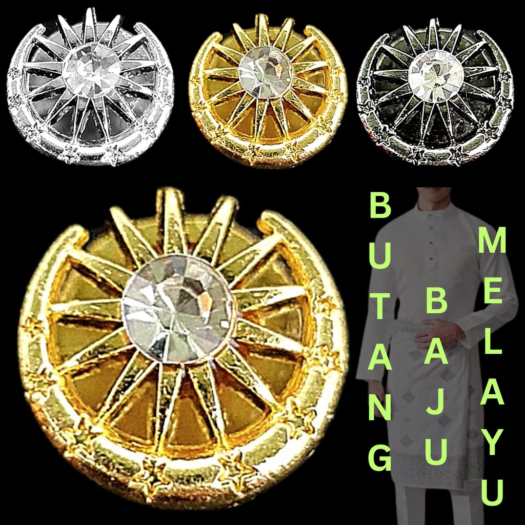 Butang Button Brooch Pin Baju Melayu Bulan Bintang Raya Batu Premium ...