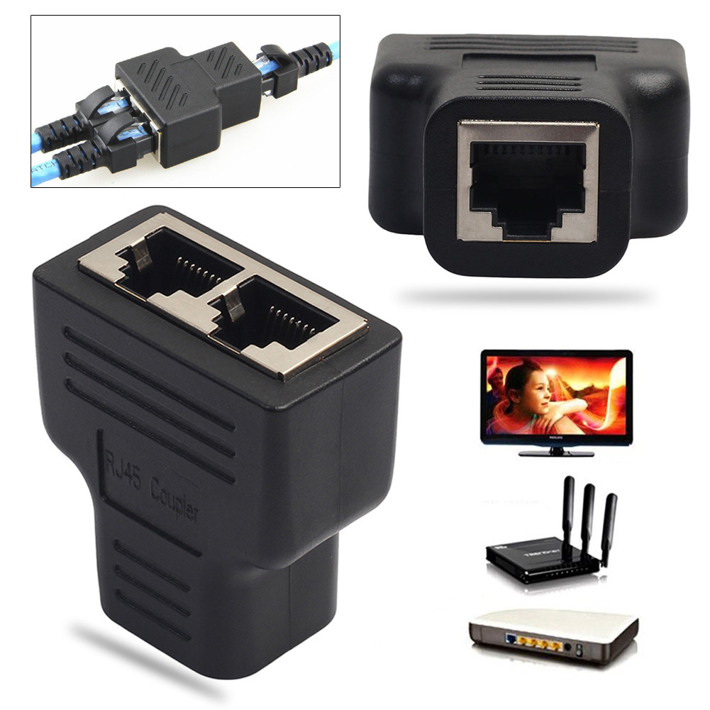 HOT RJ45 Splitter Adapter 1 to 2 Dual Female Port CAT5/CAT 6 LAN ...