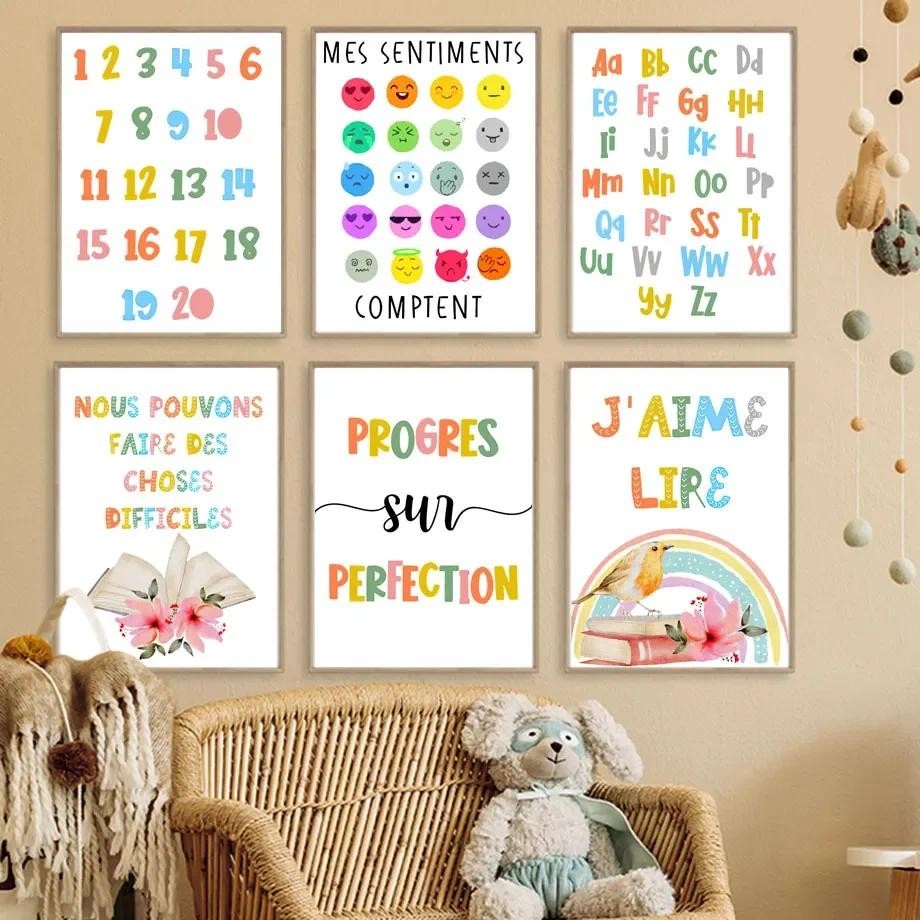 French Education Posters And Print Alphabet Number Weather Color Wall ...